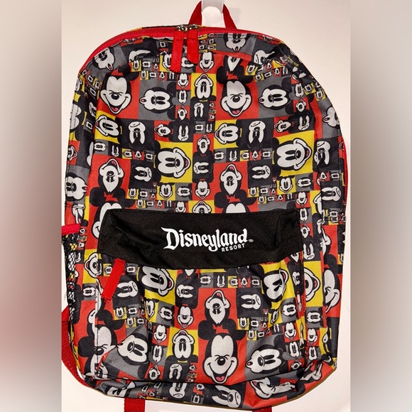 Disney | Bags | Disneyland Resort Mickey Mouse Faces Backpack Euc ...